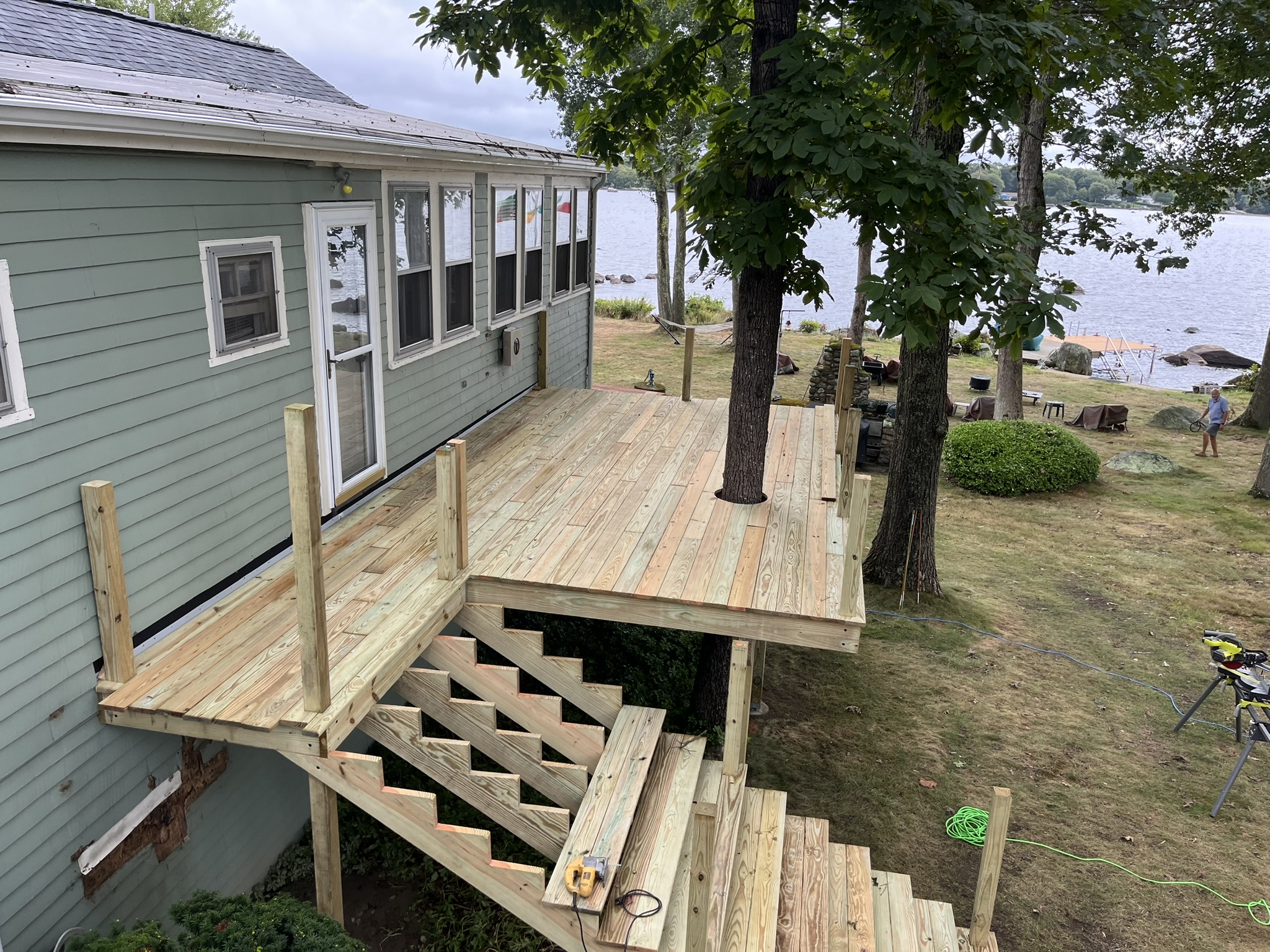 Fall River Pressure Treated Deck with Wide Stairs - Thibeault Home ...